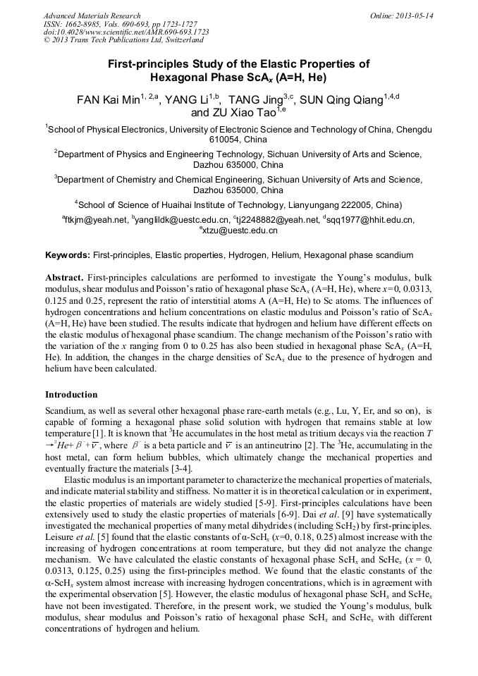 First-Principles Study of the Elastic Properties of Hexagonal Phase ...