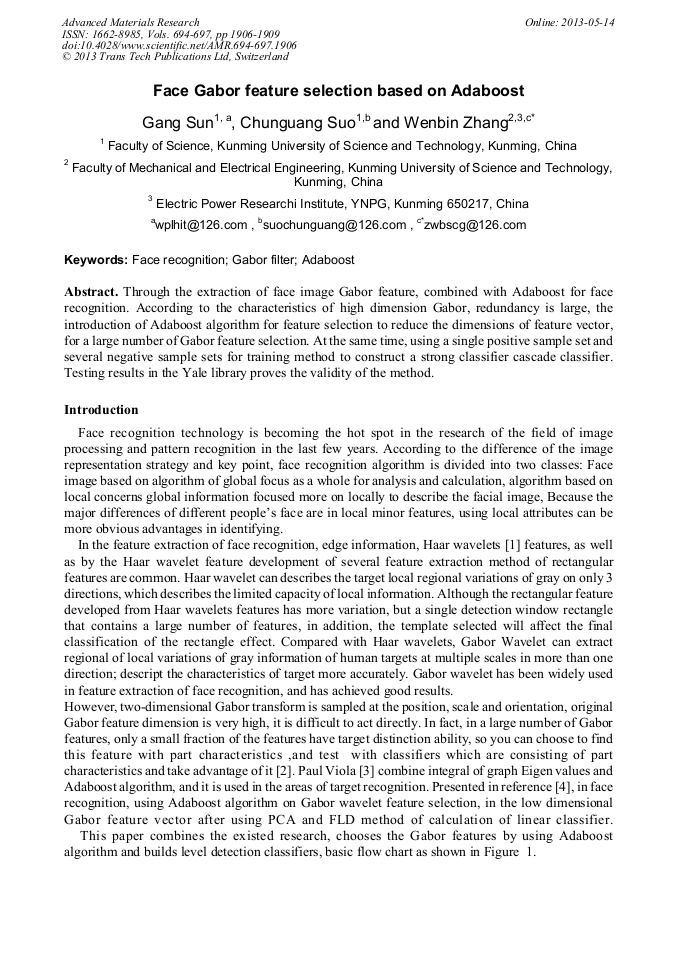 Face Gabor Feature Selection Based on Adaboost | Scientific.Net