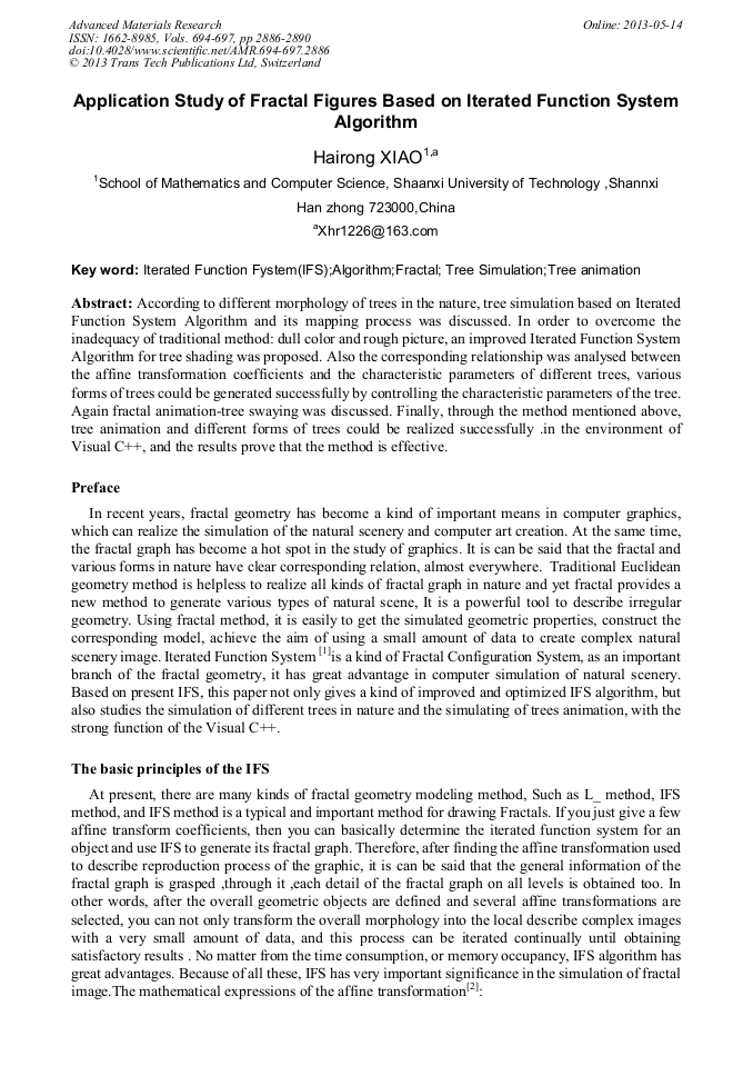 Application Study of Fractal Figures Based on Iterated Function System ...