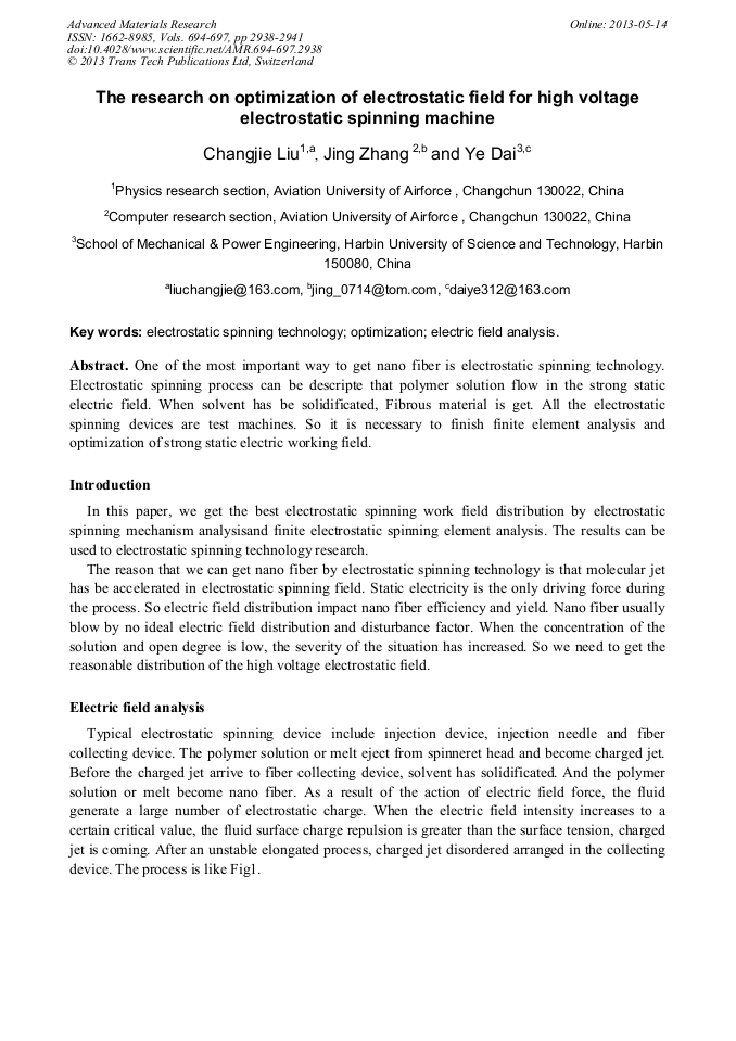 The Research on Optimization of Electrostatic Field for High Voltage ...