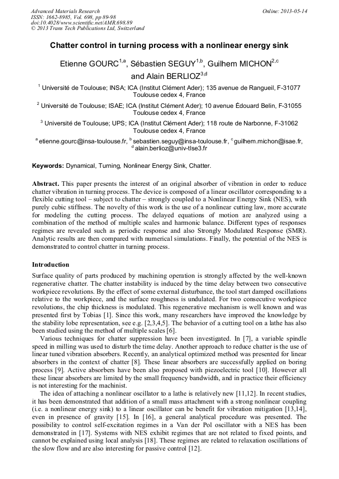 Chatter Control in Turning Process with a Nonlinear Energy Sink ...