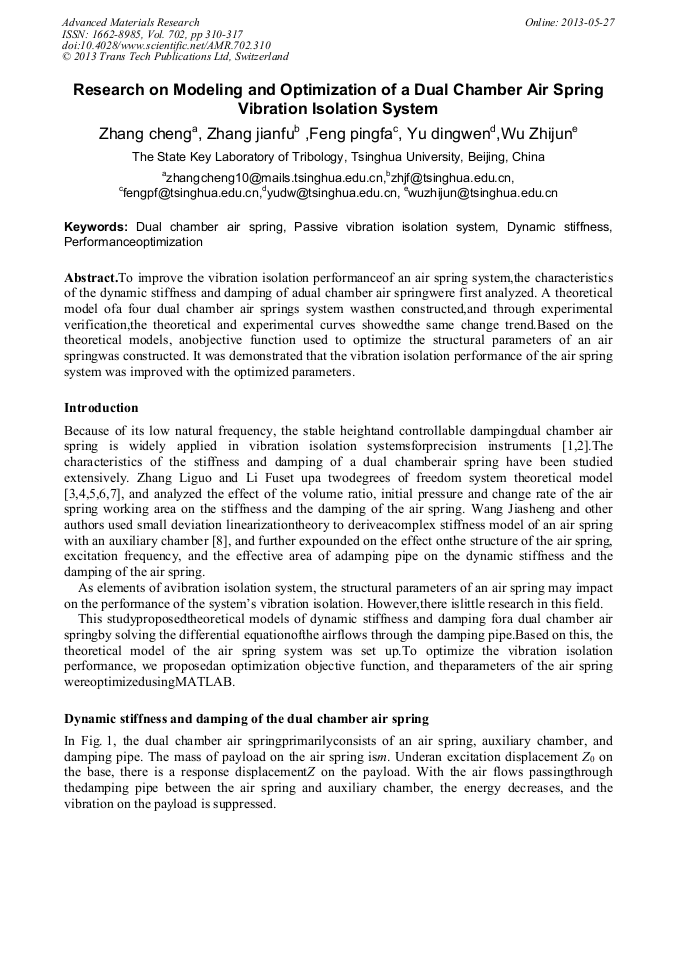 Research on Modeling and Optimization of a Dual Chamber Air Spring ...