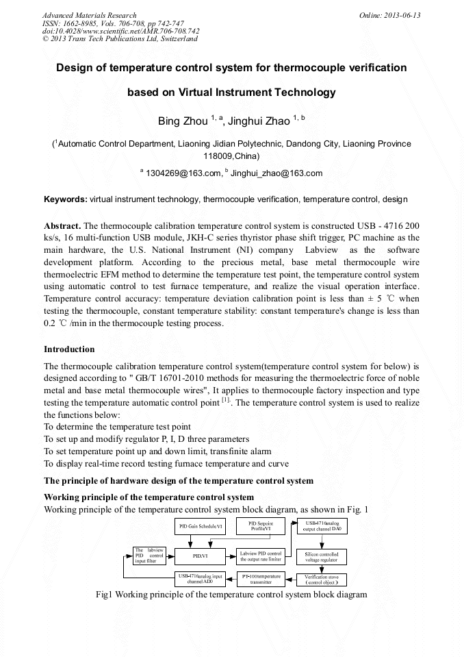 Design of Temperature Control System for Thermocouple Verification ...
