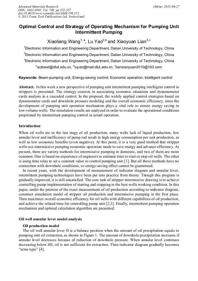 Optimal Control and Strategy of Operating Mechanism for Pumping Unit ...