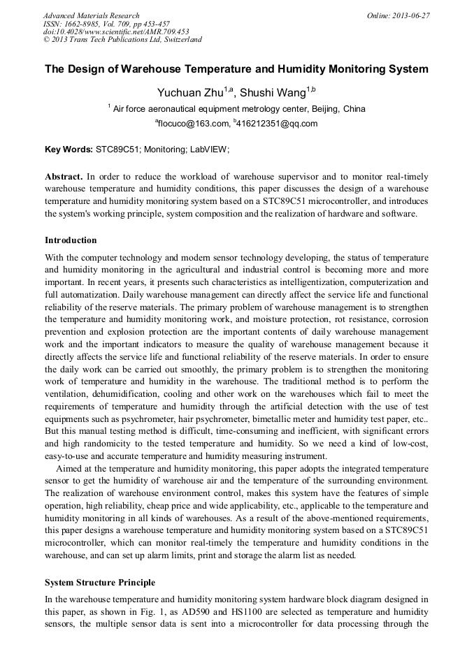 The Design of Warehouse Temperature and Humidity Monitoring System ...