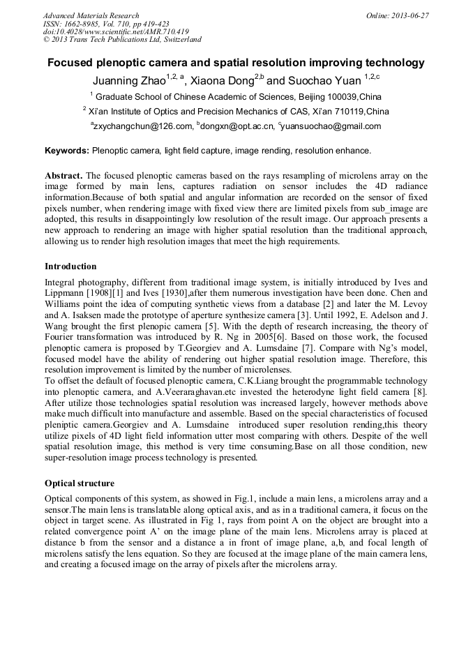 Focused Plenoptic Camera and Spatial Resolution Improving Technology ...