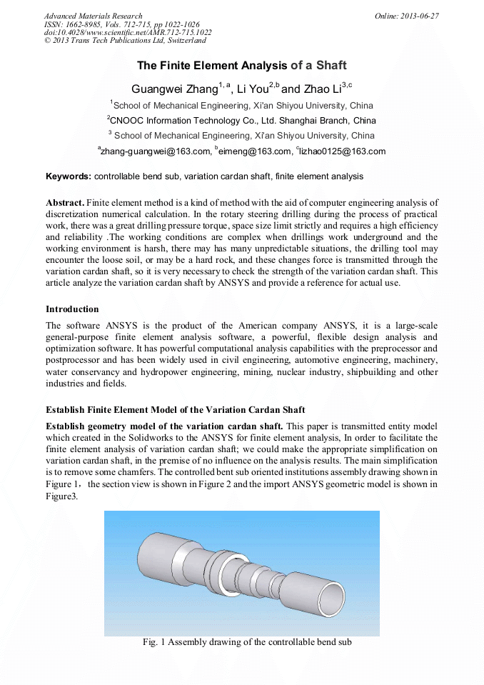 The Finite Element Analysis of a Shaft | Scientific.Net