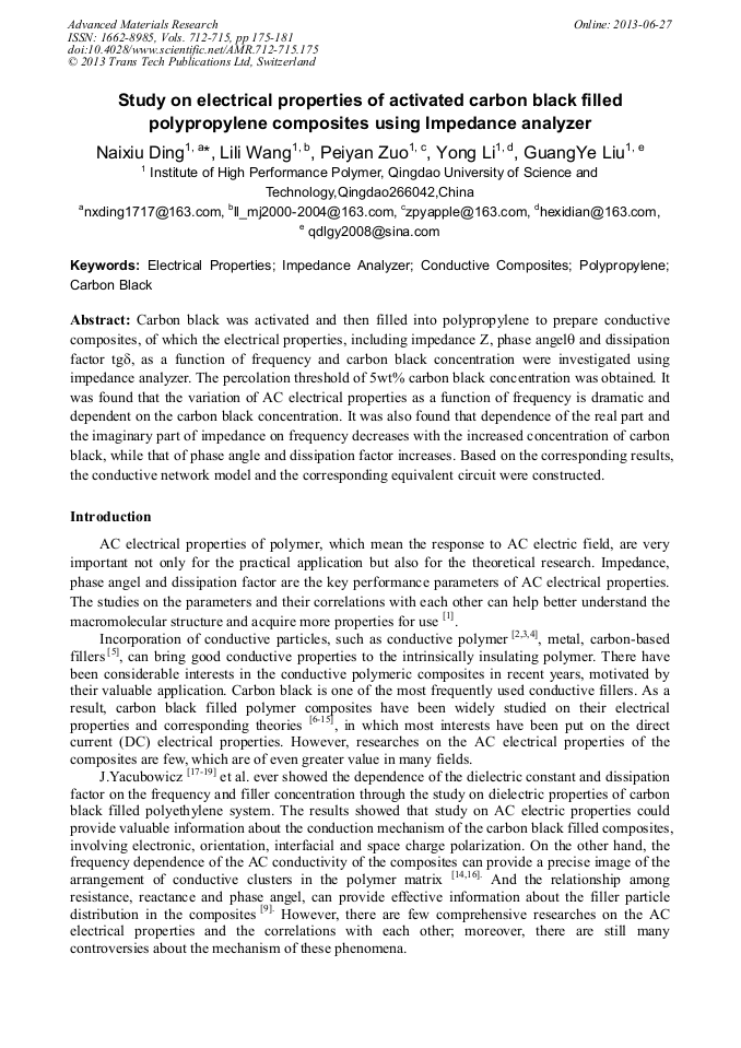 Study on Electrical Properties of Activated Carbon Black Filled ...