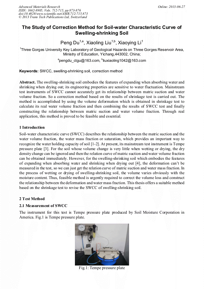 The Study of Correction Method for Soil-Water Characteristic Curve of ...