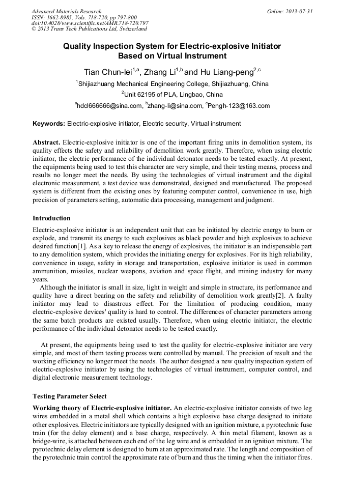 Quality Inspection System for Electric-Explosive Initiator Based on ...
