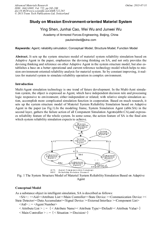 Study on Mission Environment-Oriented Materiel System | Scientific.Net