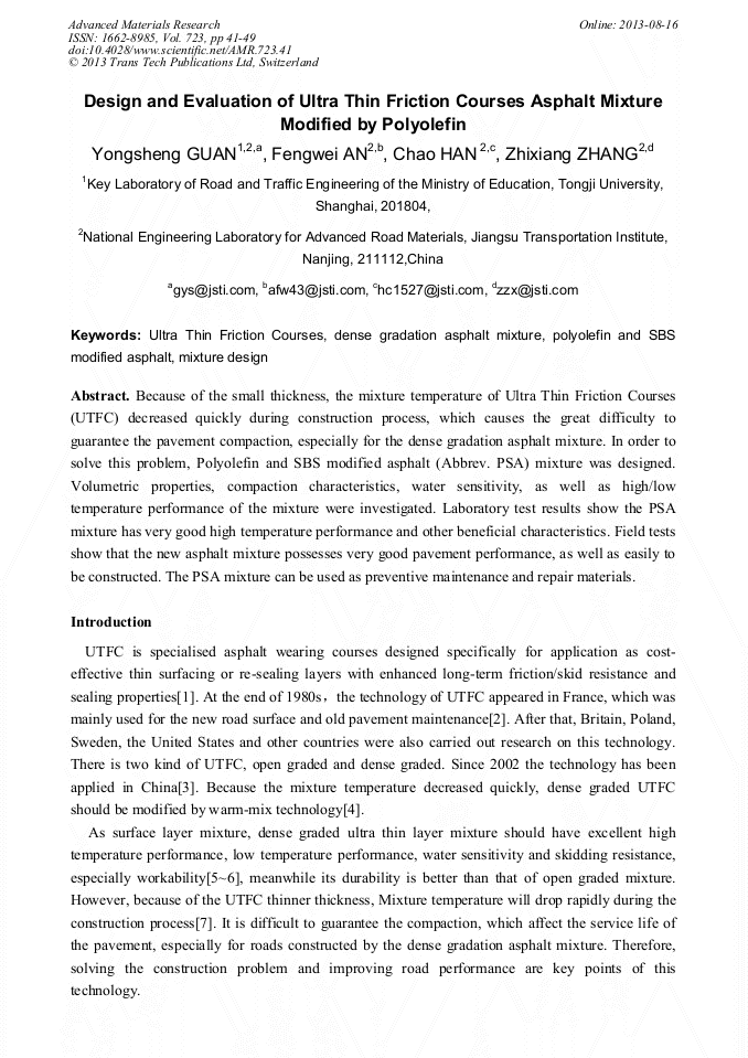 Design and Evaluation of Ultra Thin Friction Courses Asphalt Mixture ...