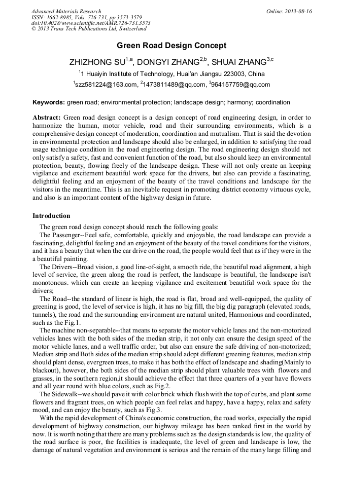 Green Road Design Concept | Scientific.Net