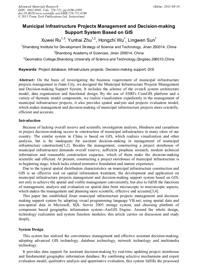 Municipal Infrastructure Projects Management and Decision-Making ...