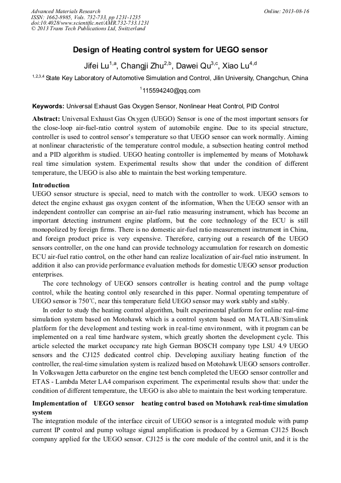 Design of Heating Control System for UEGO Sensor | Scientific.Net