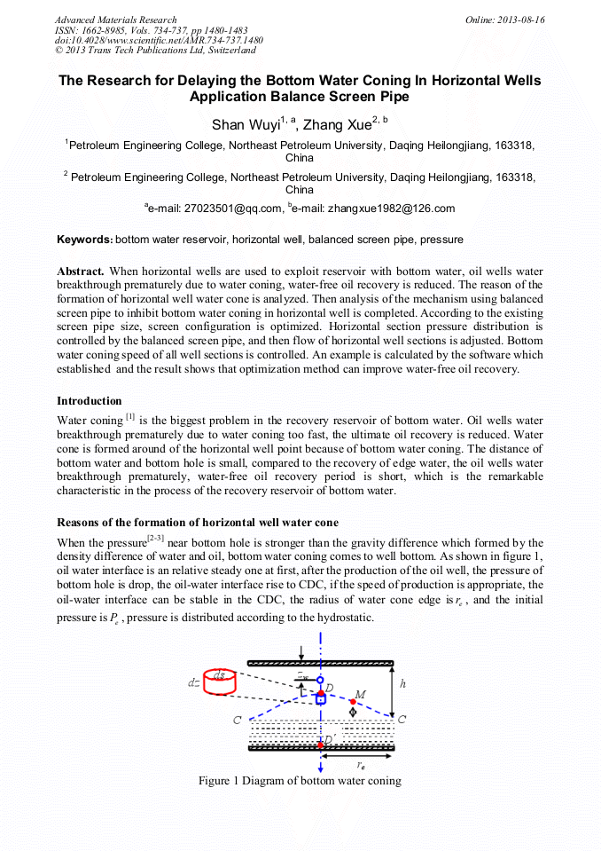 The Research for Delaying the Bottom Water Coning in Horizontal Wells ...