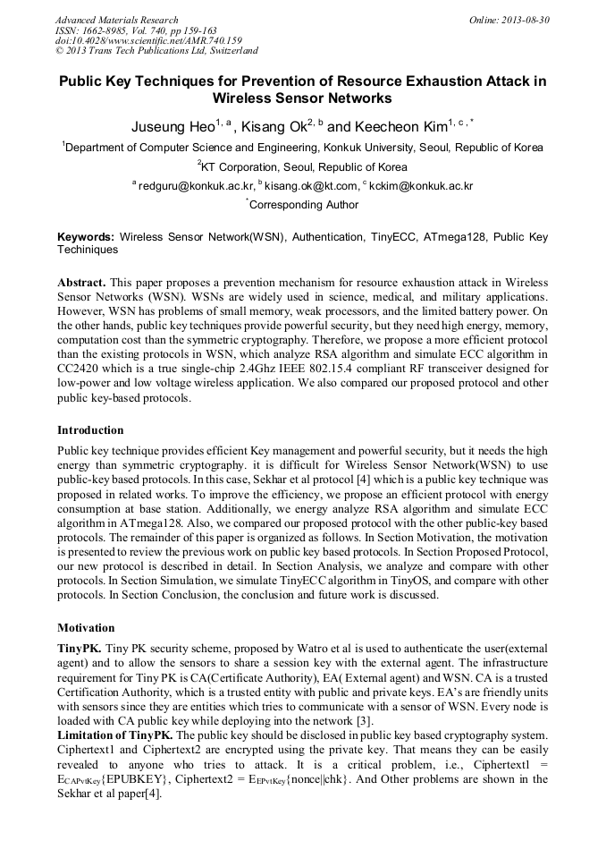 Public Key Techniques for Prevention of Resource Exhaustion Attack in ...