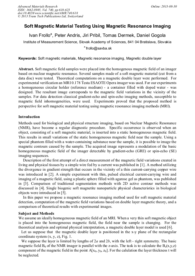 Soft Magnetic Material Testing Using Magnetic Resonance Imaging ...