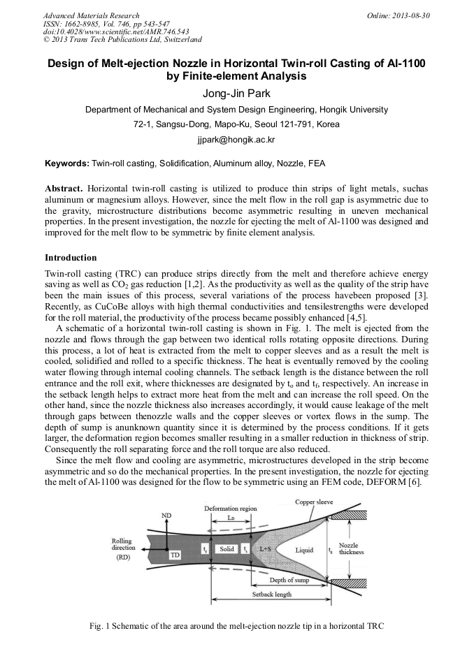 Design of Melt-Ejection Nozzle in Horizontal Twin-Roll Casting of Al ...