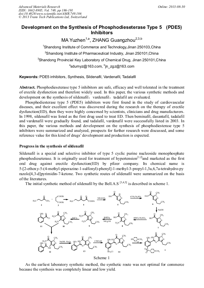 Development on the Synthesis of Phosphodieseterase Type 5 (PDE5 ...