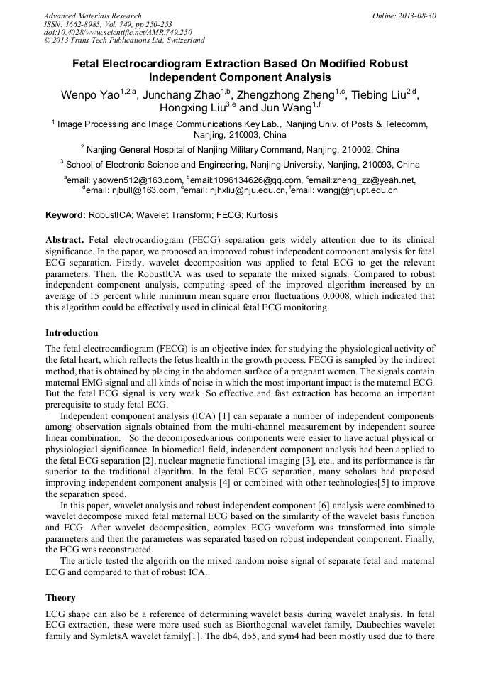 Fetal Electrocardiogram Extraction Based on Modified Robust Independent ...