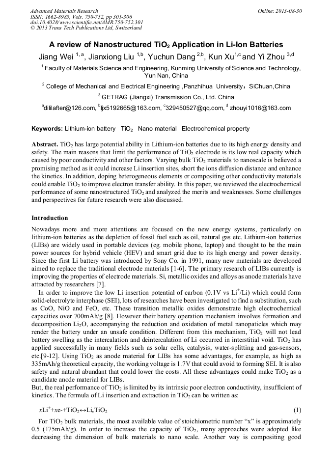 A Review of Nanostructured TiO2 Application in Li-Ion Batteries ...