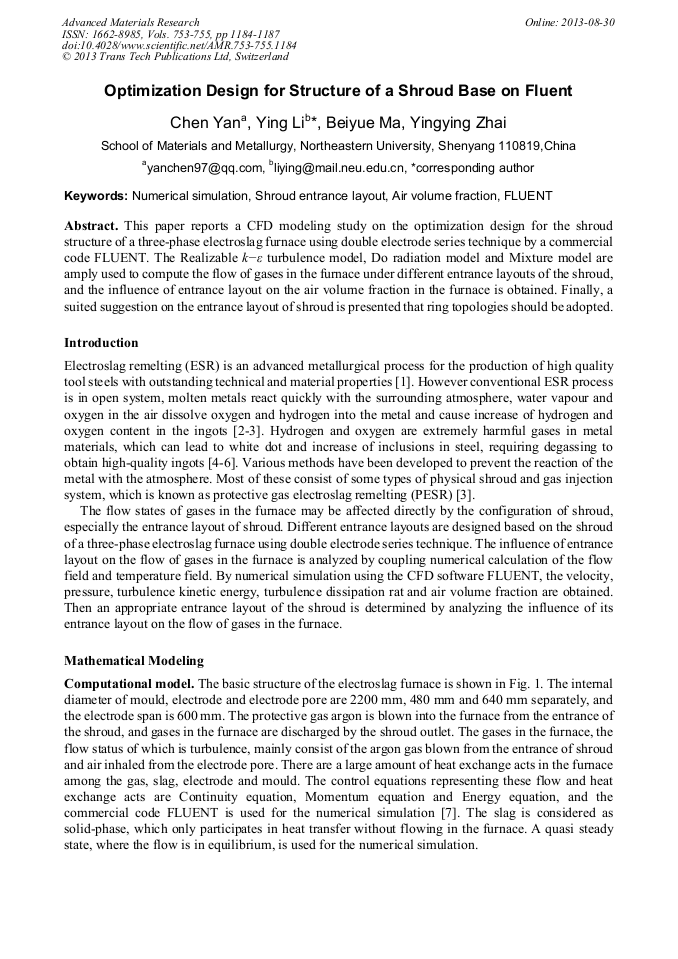 Optimization Design for Structure of a Shroud Base on Fluent ...