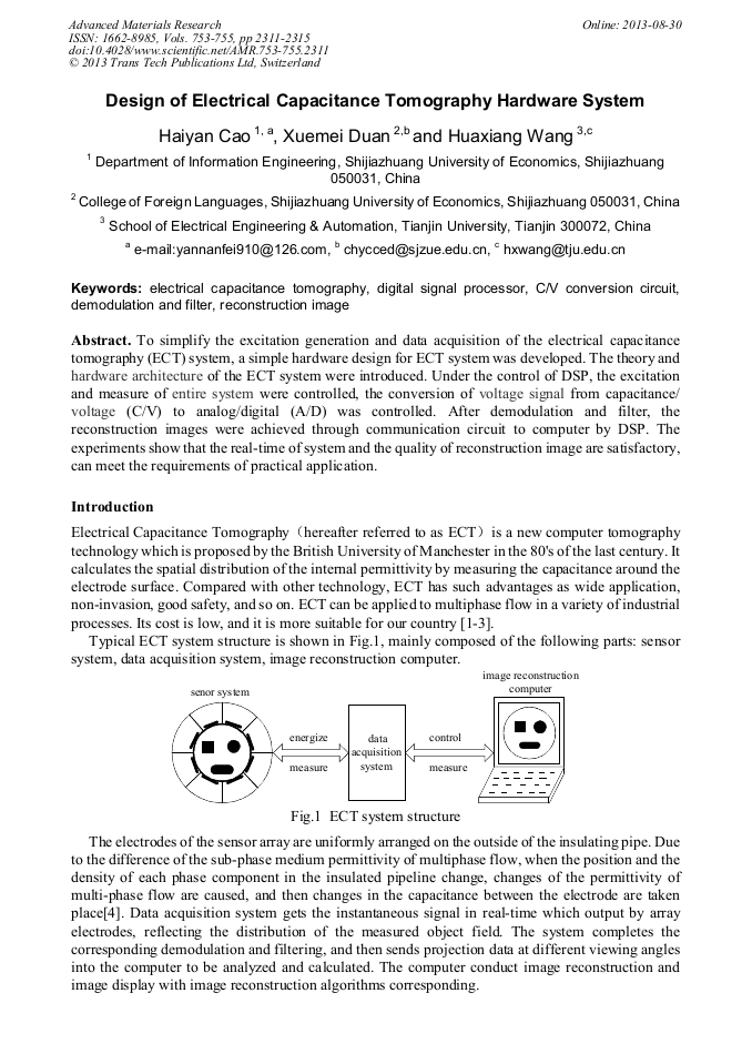 Design of Electrical Capacitance Tomography Hardware System ...