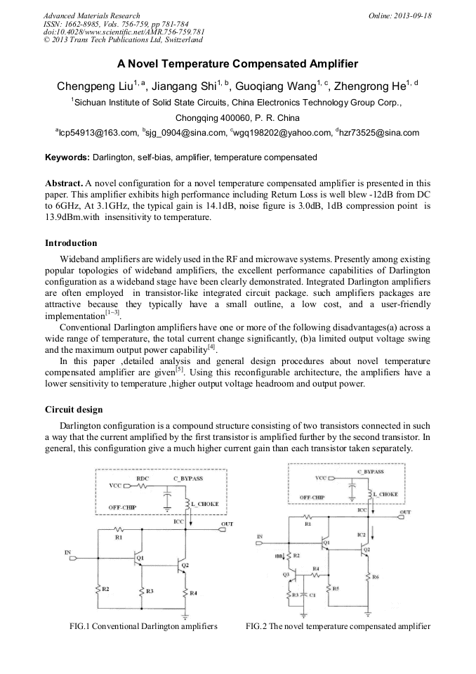A Novel Temperature Compensated Amplifier | Scientific.Net