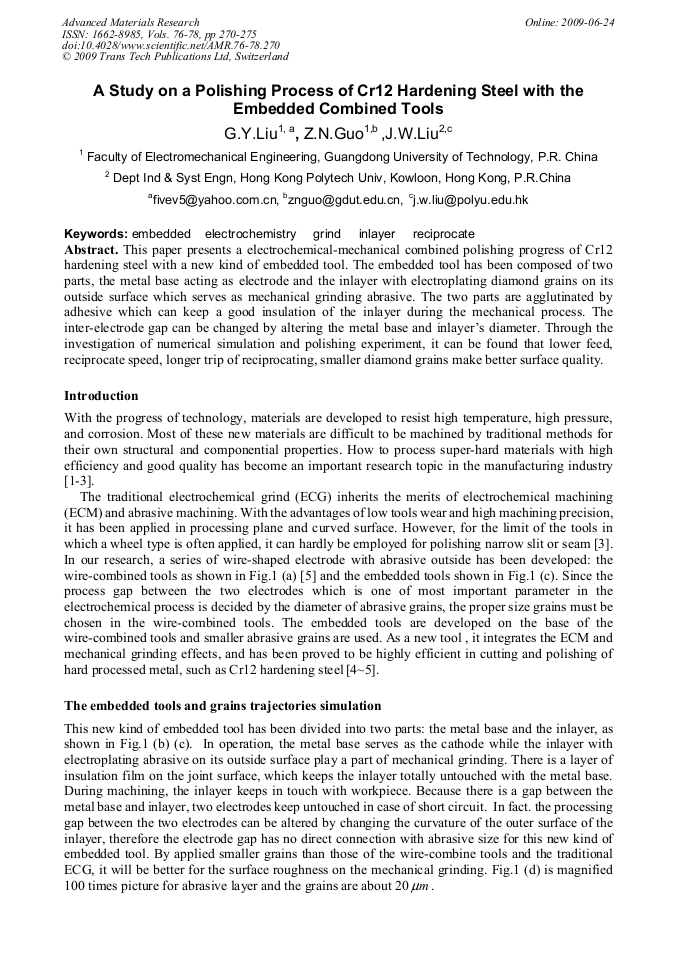 A Study on a Polishing Process of Cr12 Hardening Steel with the ...