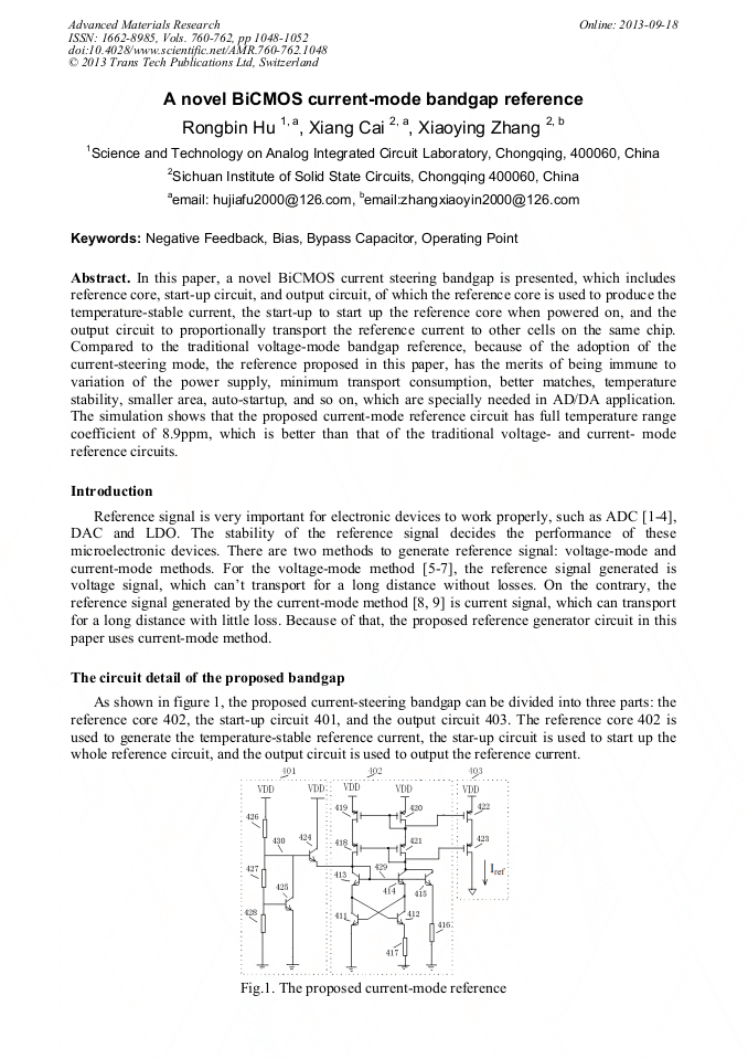 A Novel BiCMOS Current-Mode Bandgap Reference | Scientific.Net