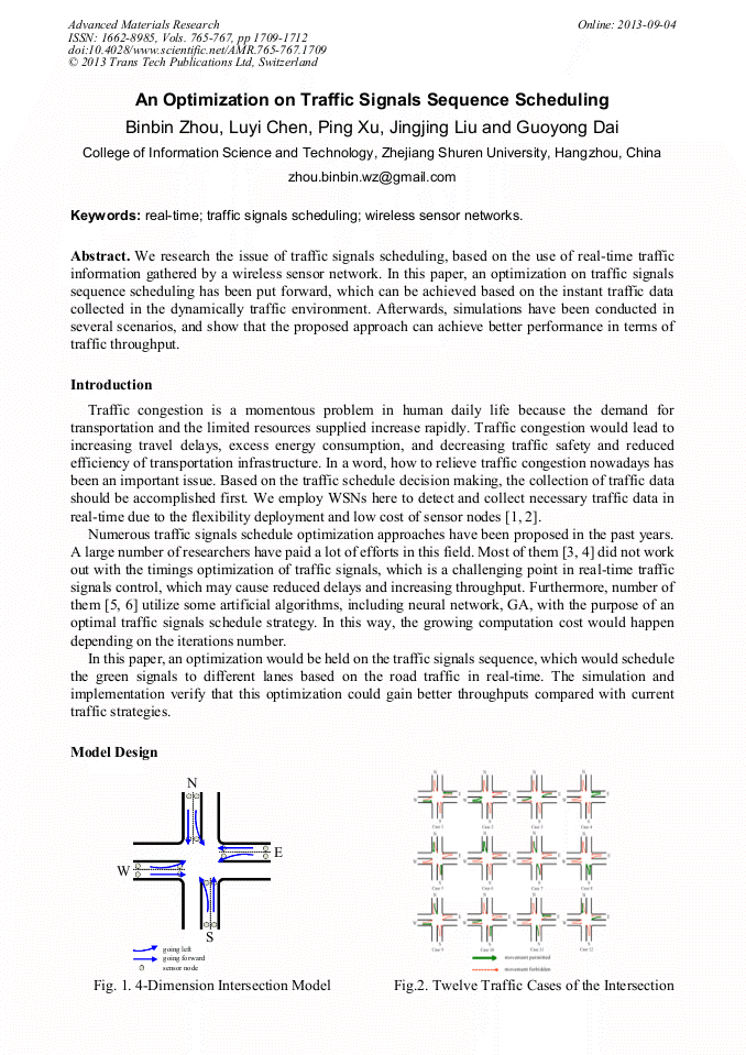 An Optimization on Traffic Signals Sequence Scheduling | Scientific.Net