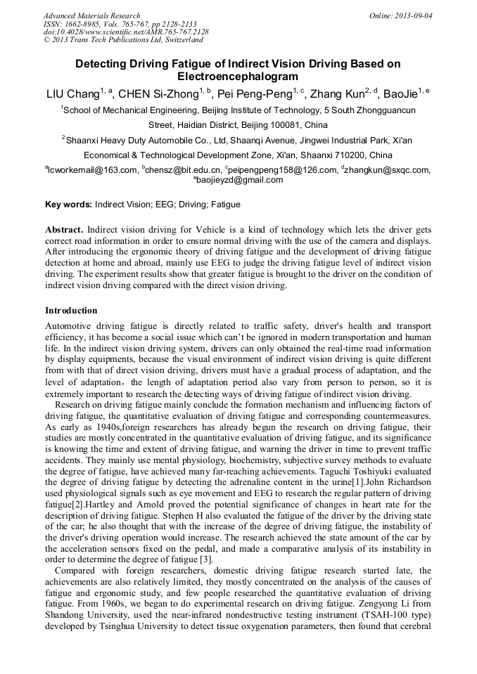 Detecting Driving Fatigue of Indirect Vision Driving Based on ...