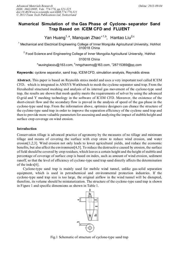 Numerical Simulation of the Gas Phase of Cyclone-Separator Sand Trap ...