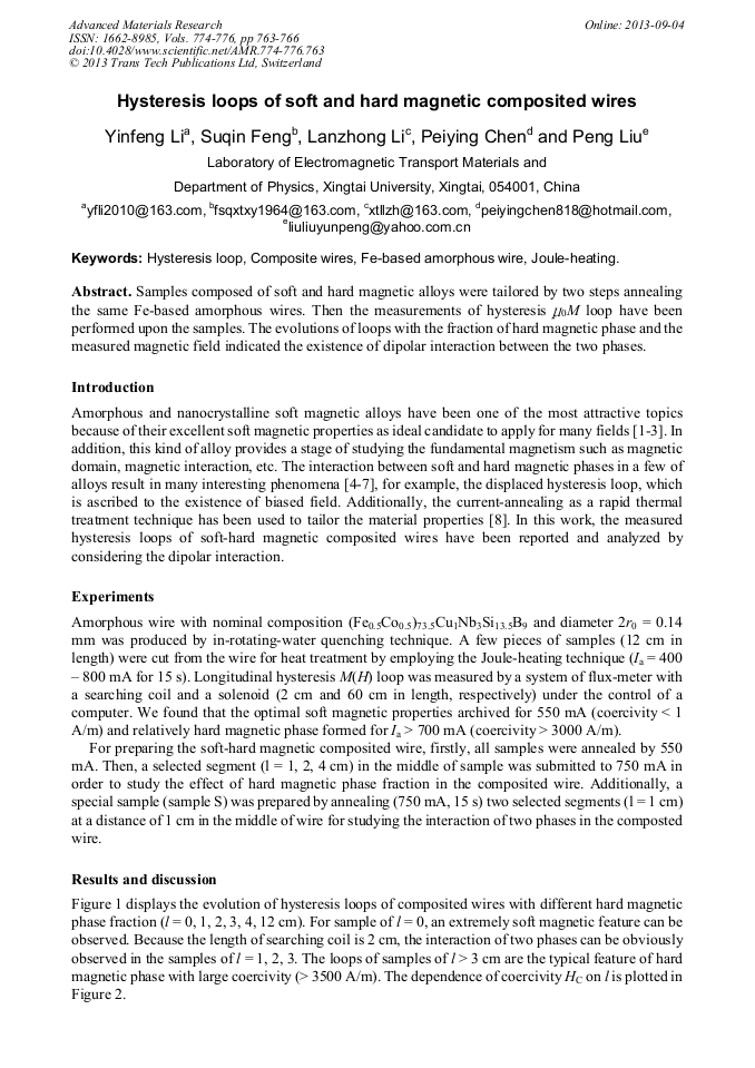 Hysteresis Loops of Soft and Hard Magnetic Composited Wires ...