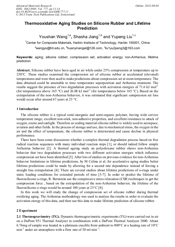 Thermooxidative Aging Studies on Silicone Rubber and Lifetime ...