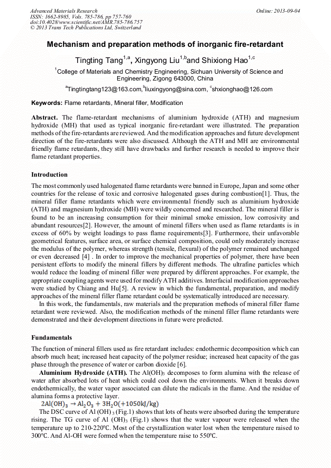 Mechanism and Preparation Methods of Inorganic Fire-Retardant ...