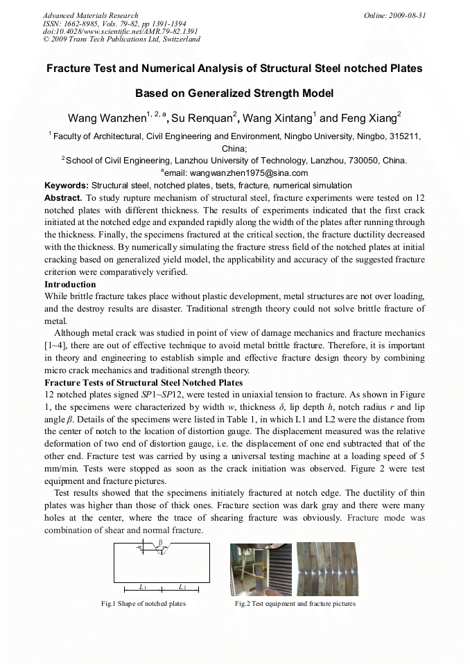 Fracture Test and Numerical Analysis of Structural Steel Notched Plates ...