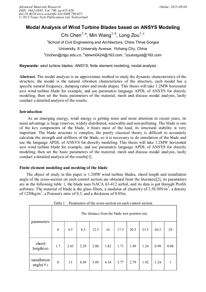 Modal Analysis of Wind Turbine Blades Based on ANSYS Modeling ...