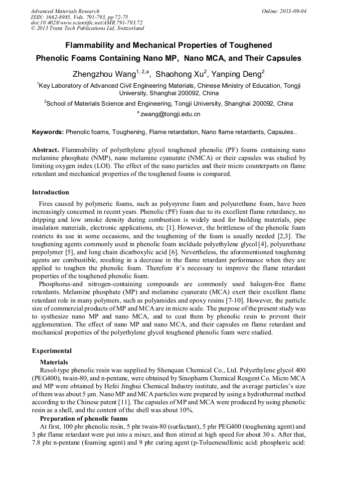 Flammability and Mechanical Properties of Toughened Phenolic Foams ...