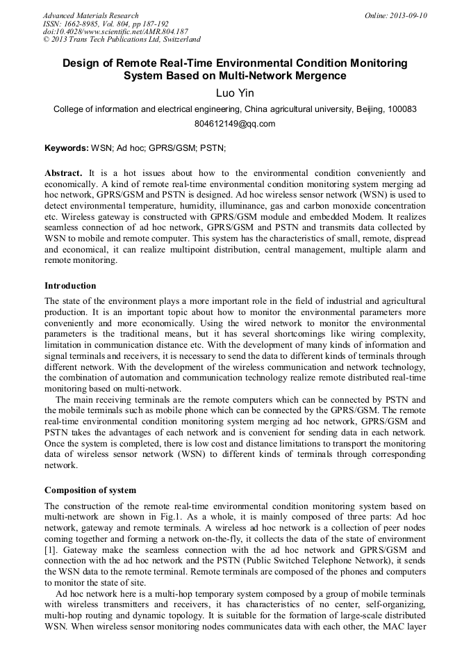 Design of Remote Real-Time Environmental Condition Monitoring System ...