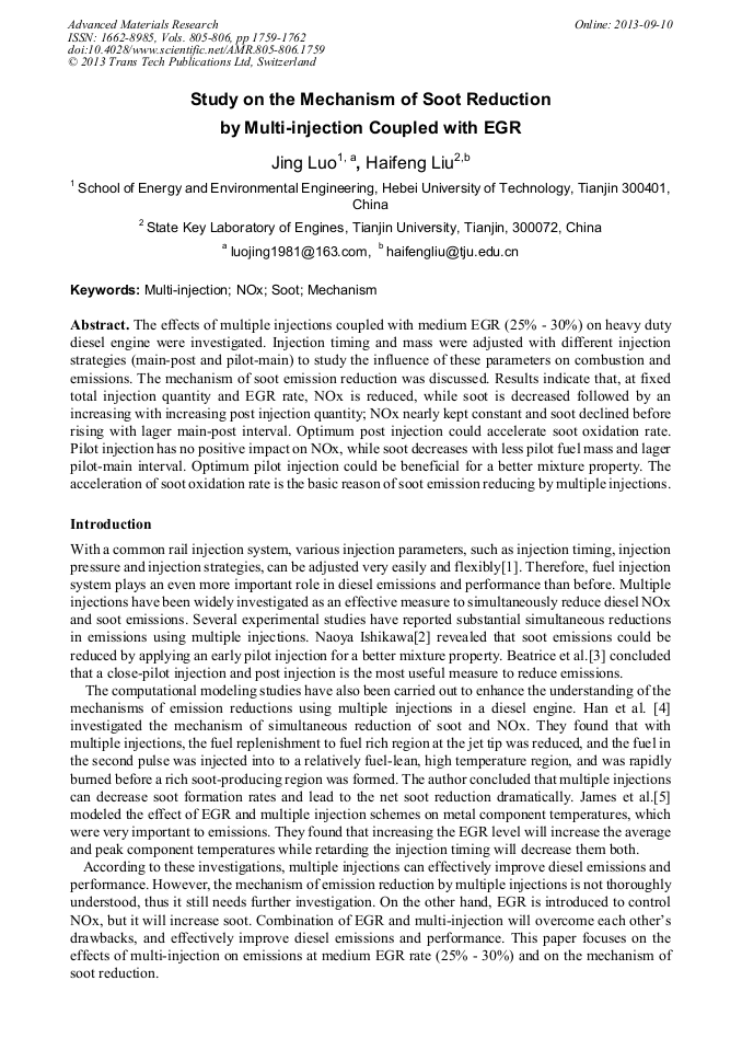 Study on the Mechanism of Soot Reduction by Multi-Injection Coupled ...