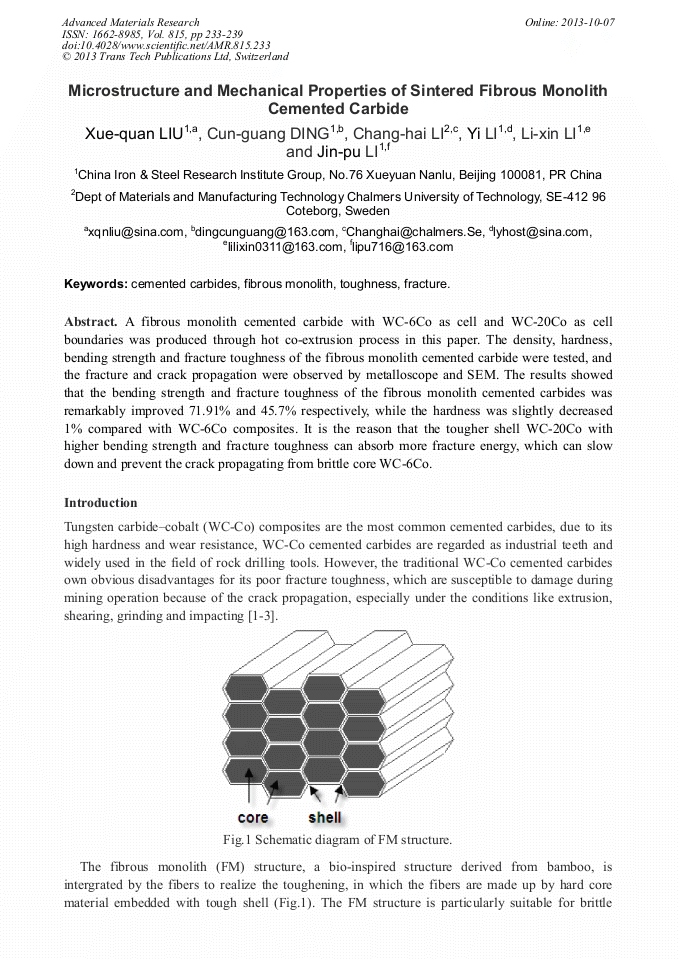 Microstructure and Mechanical Properties of Sintered Fibrous Monolith ...