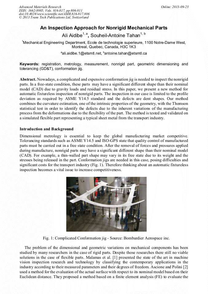 An Inspection Approach for Nonrigid Mechanical Parts | Scientific.Net
