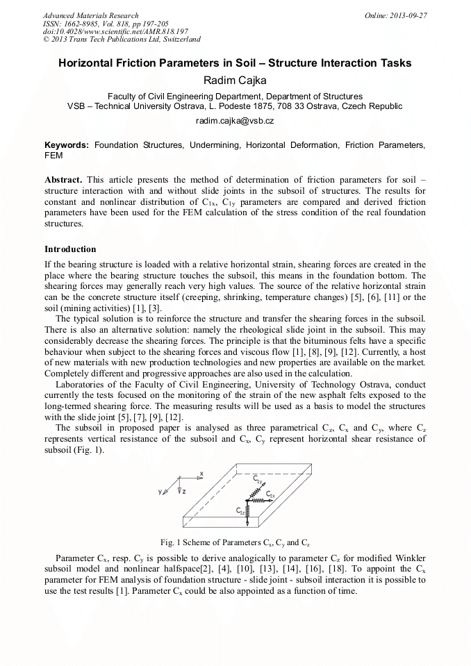 Horizontal Friction Parameters in Soil – Structure Interaction Tasks ...