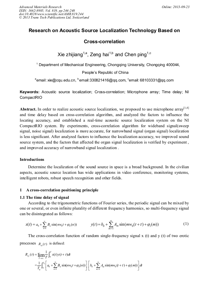 Research on Acoustic Source Localization Technology Based on Cross ...