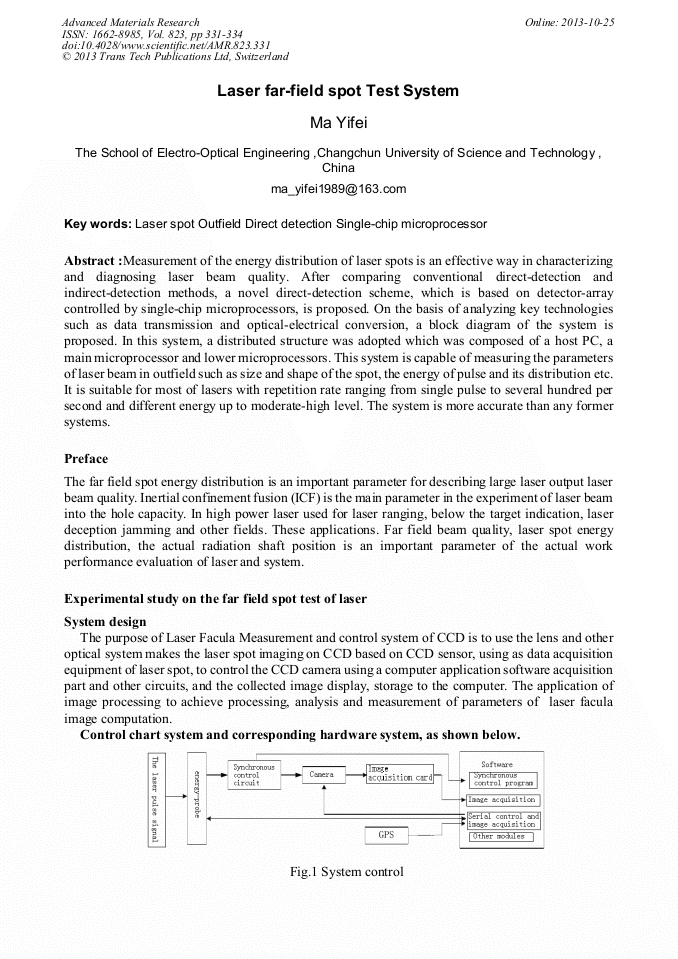 Laser Far-Field Spot Test System | Scientific.Net