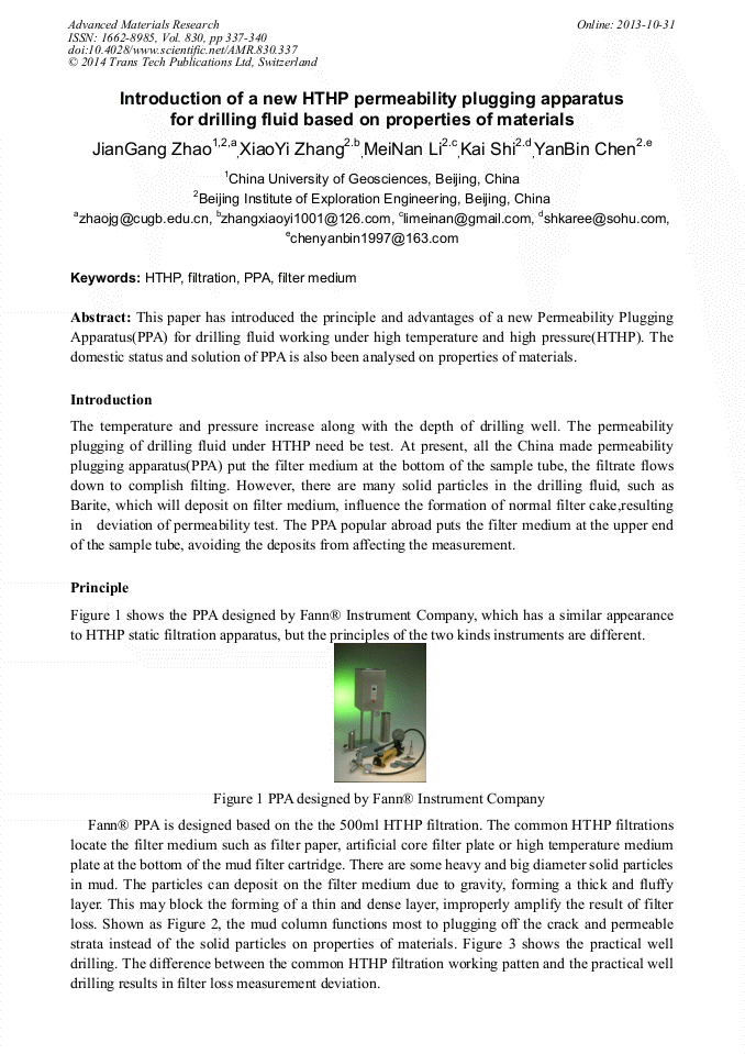 Introduction of a New HTHP Permeability Plugging Apparatus for Drilling ...