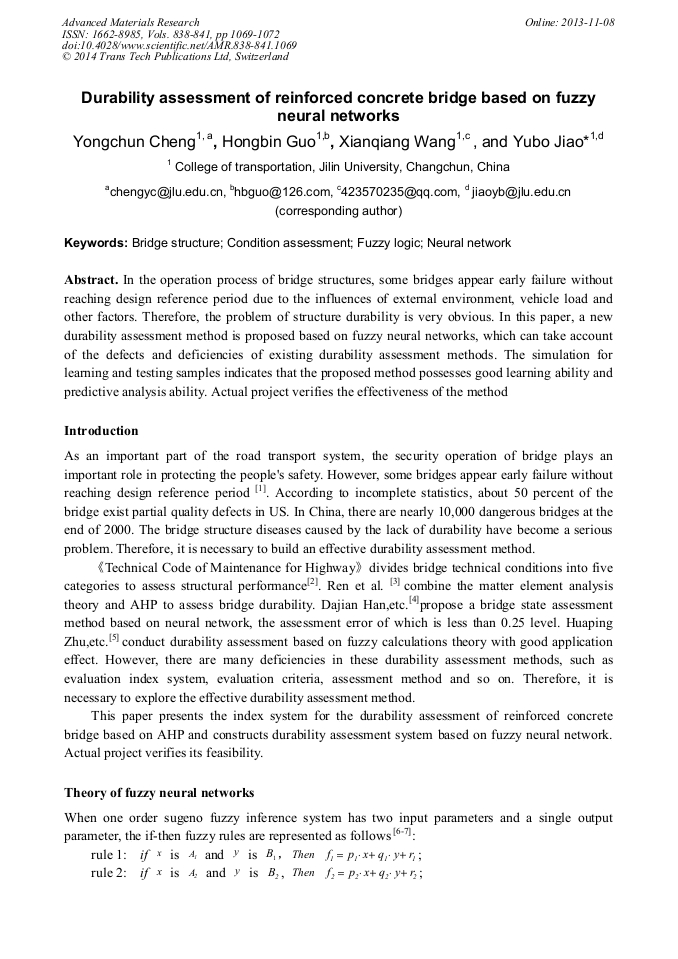 Durability Assessment of Reinforced Concrete Bridge Based on Fuzzy ...