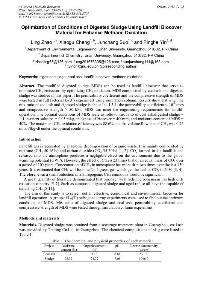 Optimization of Conditions of Digested Sludge Using Landfill Biocover ...